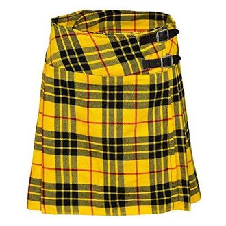 Shyne Kilts U.K Femmes Longueur Genou Jupe Kilt 20 Longueur &Eacute;cossais Pliss&eacute; Kilts - Macleod de Lewis - Jaune, 22