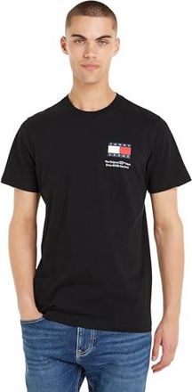 Tommy Jeans T-Shirt Manches Courtes Homme Essential Flag Tee Slim Fit, Noir (Black), XXL