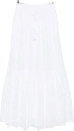 Ermanno Scervino Femme, Jupes, Blanc, Taille: 34 FR Eyelet Tiered Maxi Skirt