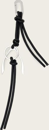 AllSaints Schl&uuml;sselanh&auml;nger aus Leder in Schwarz/Silber mit W&uuml;nschelruten-Design