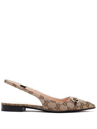 Gucci Slingback-Ballerinas mit Monogramm - Nude