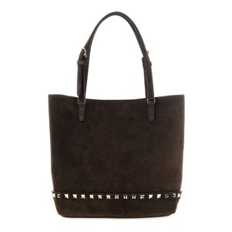 Valentino Garavani Petit Sac Cabas Rockstud en Daim - Femme - Sacs - Brun - Taille: ONE Size