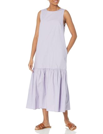 The Drop Damen Maxikleid Ilana, &Auml;rmellos, Lockerer Schnitt, Weiter Saum, Popeline, Lavendel, XXS