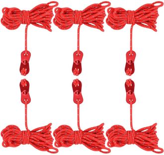 Garneck 6 St&uuml;ck Reflektierende Zeltseile 4m aus Abriebfestem Nylon mit Aluminium Haken Abspannleinen f&uuml;r Camping Wandern und Outdoor Zubeh&ouml;r Zuf&auml;llige Farbe