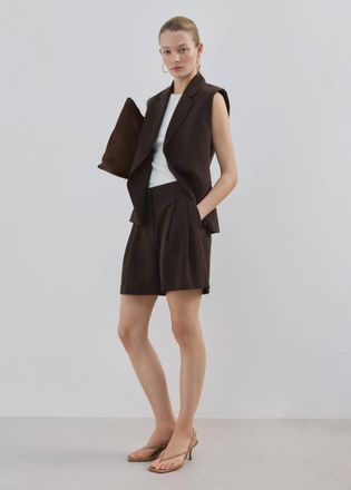 Mango Gerade Bermudashorts mit mittlerer Bundh&ouml;he braun - Damen - 40 - MANGO