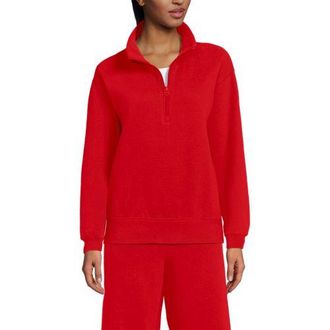 Lands End Serious Sweats Pullover mit Rei&szlig;verschluss, Damen, Gr&ouml;&szlig;e:44-46 regular, Rot, Baumwoll-Mischung/Polyester-Mischung, by Lands End