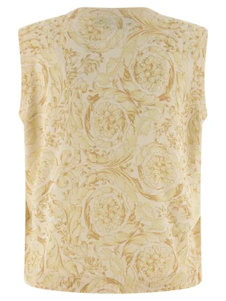 Versace Womens Bicolor Silk Sleeveless Jacket Clothing