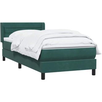 vidaXL Boxspringbett mit Matratze Dunkelgrün 80x220 cm Samt Vidaxl