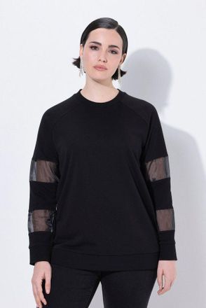 Ulla Popken Sweatshirt Sweatshirt Classic Fit Mesheins&auml;tze Langarm