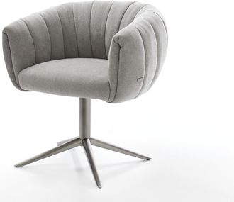 DELIFE Drehstuhl Jada-Flex Strukturstoff Soft Grau Fu&szlig;kreuz Graphit 360&deg; drehbar Wippfunktion Taschenfederkern, Esszimmerst&uuml;hle