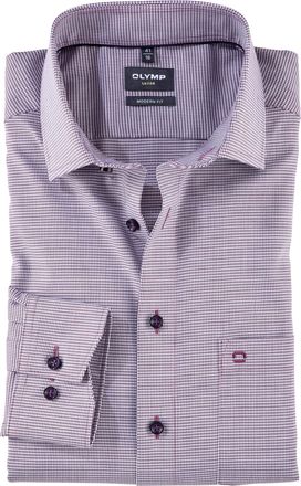 Olymp Herren Oberhemd Langarm Luxor,Faux Uni,Luxor modern fit,19 Global Kent,Pflaume 97,48