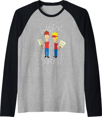 Beavis And Butt-Head Work Sucks Protest Signs Funny Cartoon Raglan