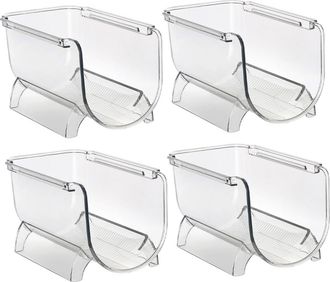 Garneck 4 St&uuml;ck Transparenter Stapelbar Multifunktionales Flaschenregal f&uuml;r Schrank und K&uuml;hlschrank Stabiler Flaschenorganizer f&uuml;r Weinlagerung und Arbeitspla