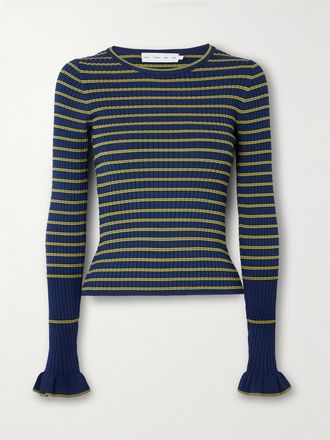 Proenza Schouler Yasmine Pullover Aus Gestreiftem Rippstrick - Blau