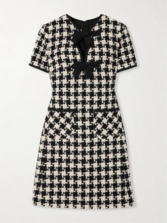 Valentino Garavani Minikleid Aus Kariertem Tweed Mit Bes&auml;tzen Aus Cr&ecirc;pe Und Schleifen - Schwarz