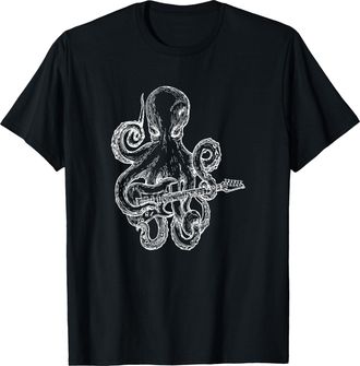 Seembo Octopus spielt Gitarre Rock Gitarrist Lustiger Musiker T-Shirt