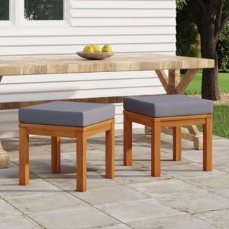vidaXL Tabourets de jardin et coussins lot de 2 Acacia solide vidaXL