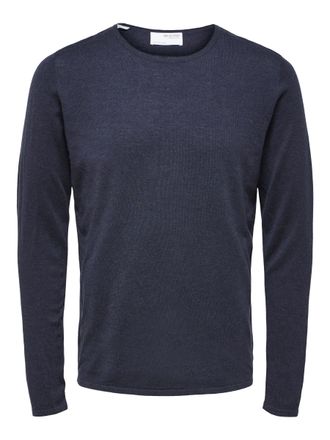 Selected GREY Herren SLHROME LS Knit Crew Neck G NOOS Pullover, Dark Sapphire/Detail:Melange, S