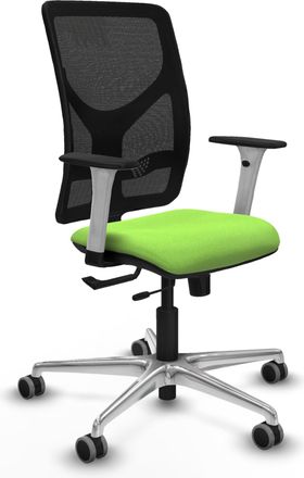 Piqueras y Crespo Stuhl mit Lendenverstellung, mit wei&szlig;en und schwarzen Armlehnen, ausgestattet mit Syncro/Traslack und Schneideschaum, mit Rollen 65 mm, Parkett, Schwa