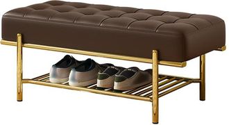 Generic Schuhbank mit Sitzfl&auml;che Polsterung, Edelstahlrahmen, Gesteppter Lederoberfl&auml;che, Innenbank mit Schuhablage f&uuml;r Zuhause, Schlafzimmer, Flur(100 * 44 *