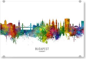 artboxONE Acrylglasbild 60x40 cm Städte/Budapest Budapest Hungary Skyline txt - Bild Budapest Cityscape Hungary
