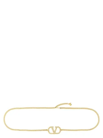Valentino Garavani Crystal-Embellished Brass Belt - Gold
