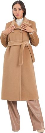 Max Mara Femme, Manteaux, Brun, Taille: 40 FR Élégant Manteau Camel au Design Intemporel