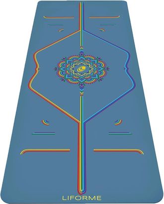 Liforme Liforme Bedruckte Yogamatten-Kollektion - patentiertes Ausrichtungssystem, rutschfest, umweltfreundlich, biologisch abbaubar, schwei&szlig;best&auml;ndig, lang, 