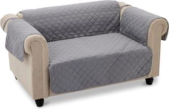Amazon Basics Wasserdichter Sofabezug 2-Sitzer, Maschinenwaschbarer Wendbarer Sofa-Schonbezug, Grau/Hellgrau