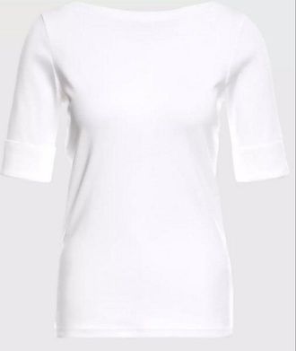 Lauren Ralph Lauren T-Shirt Judy U-Boot Blusen Shirt Eingestickte LRL-Monogramm am rechten Saum