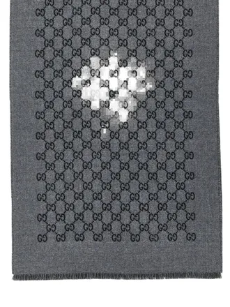 Gucci Logo-Jacquard Wool Scarf - Grey