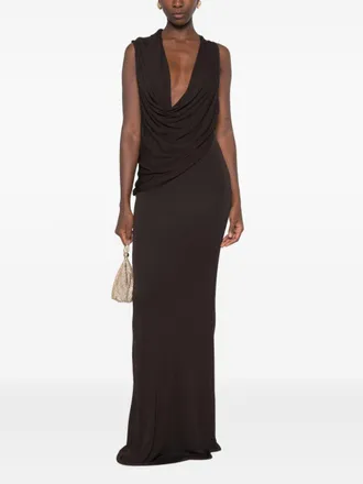 Tom Ford Womens Maxi Dress Brown Viscose