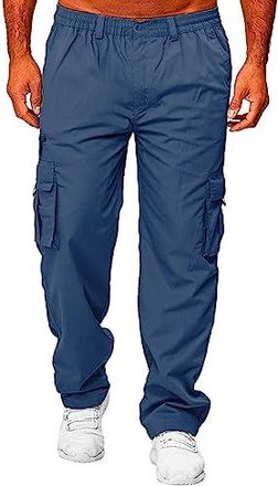 Generic Pantalon cargo pour homme - Pantalon de travail extensible - Coupe ample - Taille élastique - Pantalon de jogging - Pantalon de survêtement léger - Co