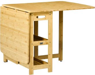 HOMCOM Klappbarer Esstisch Klapptisch f&uuml;r 6 Personen mit Ablagen K&uuml;chentisch Esszimmertisch f&uuml;r Kleine R&auml;ume, K&uuml;che, Esszimmer 149,5 x 80 x 73,5 cm Natur