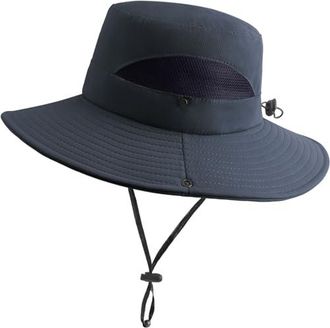 Dreshow Chapeau de Soleil Femme lextérieur UV Protection Chapeau dété à Large Bord Bonnet Pliable en Maille Plage Pêche Seau Casquette