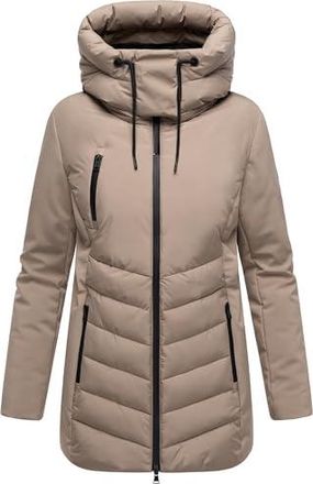 Marikoo Tivaa XVI XVI XS-3XL Veste dhiver chaude pour femme avec capuche r&eacute;glable et poche de poitrine, Taupe/gris, L
