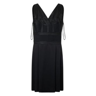 Alberta Ferretti Elegantes schwarzes knielanges Kleid ohne &Auml;rmel und mit V-Ausschnitt - - Dresses - Damen - Schwarzk - S
