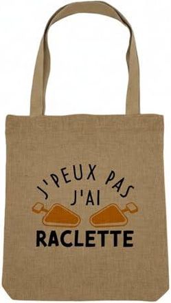 Fabulous Sac Shopping Tote Bag Aspect Lin - JPeux Pas Jai Raclette Fromage Montagne Ski Savoie - Sac de Courses Toile Epaisse 360g Beige Naturel Cabas Port&eacute; Ep