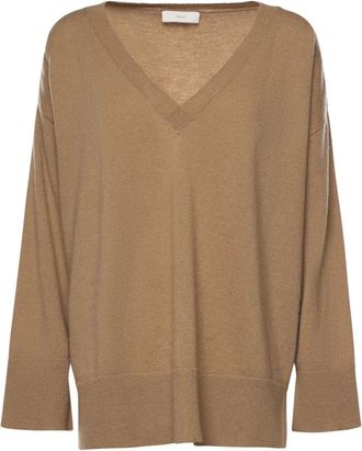 Akep Femme, Pulls, Brun, Taille: 36 FR V-neck Tricots