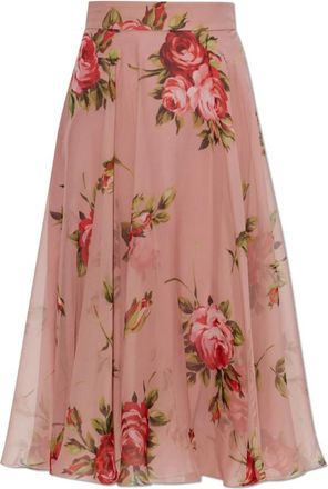 Dolce & Gabbana Femme, Jupes, Rose, Taille: 48 FR Robe en soie &agrave; motif floral