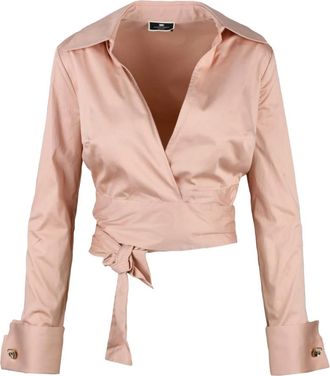 Elisabetta Franchi Femme, Blouses et Chemises, Rose, Taille: 38 FR Camicia Corta Incrociata