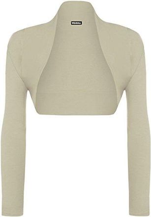 WearAll Boléro court à manches longues pour femme, stone, 48/50/grande taille