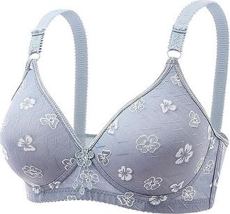 Generic Soutien-gorge 2026 pour femme - Confortable - Sans anneau en acier - Respirant - Jacquard - Sous-v&ecirc;tements push-up fins, gris, 68