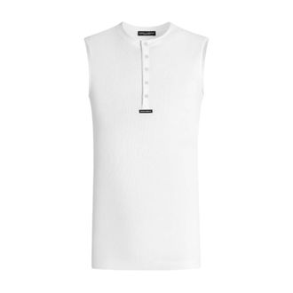 Dolce & Gabbana Homme, Tops, Blanc, Taille: M Serafino T-shirt