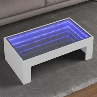 vidaXL Table basse avec led infini blanc 90x50x30 cm Vidaxl