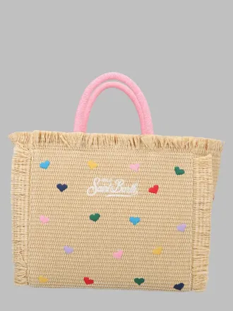 MC2 Saint Barth Girls Handbag Colette Straw Beige Cotton Handbags Hand Bags