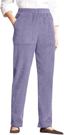 Generic Pantalon pour femme taille haute &eacute;lastique &agrave; enfiler en velours c&ocirc;tel&eacute; avec poches, pantalon doux et confortable, coupe ample, pantalon taille haute e