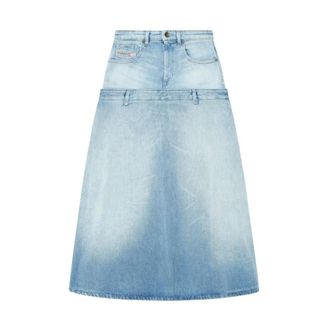 Diesel Femme, Jupes, Bleu, Taille: W27 De-Vorya-S Jupe Midi en Denim