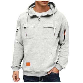 Generic Sweat à capuche décontracté uni à manches longues avec cordon de serrage classique respirant confortable avec poches pour le sport et la course à pied