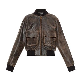 Amiri Lederjacke mit Taschen - - Jackets - Damen - Braun - XS